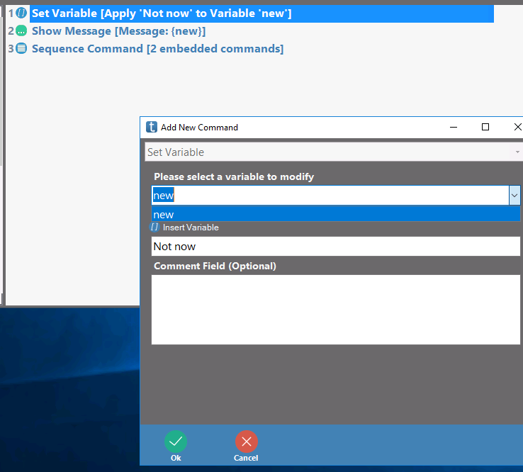 DropDown list of variables in Sequence Command · Issue #77 · saucepleez/taskt · GitHub