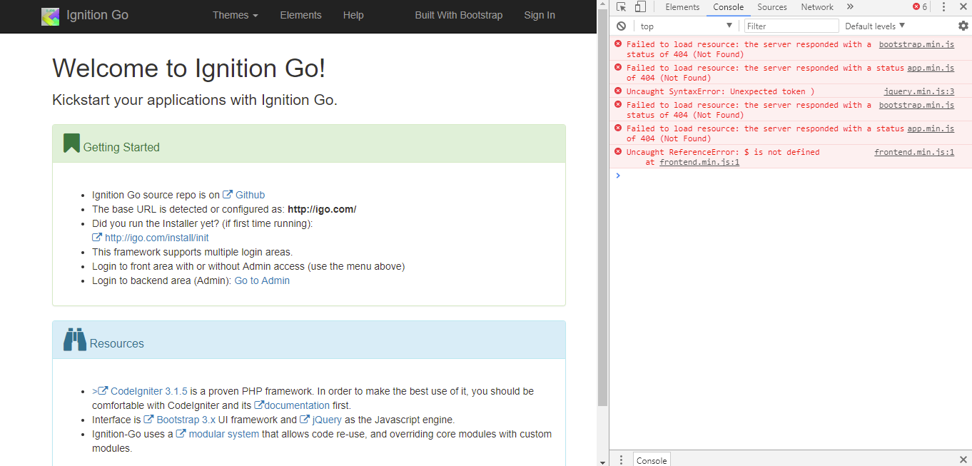 Missing bootstrap css and js file after install · Issue #20 · ci-blox/Ignition-Go · GitHub