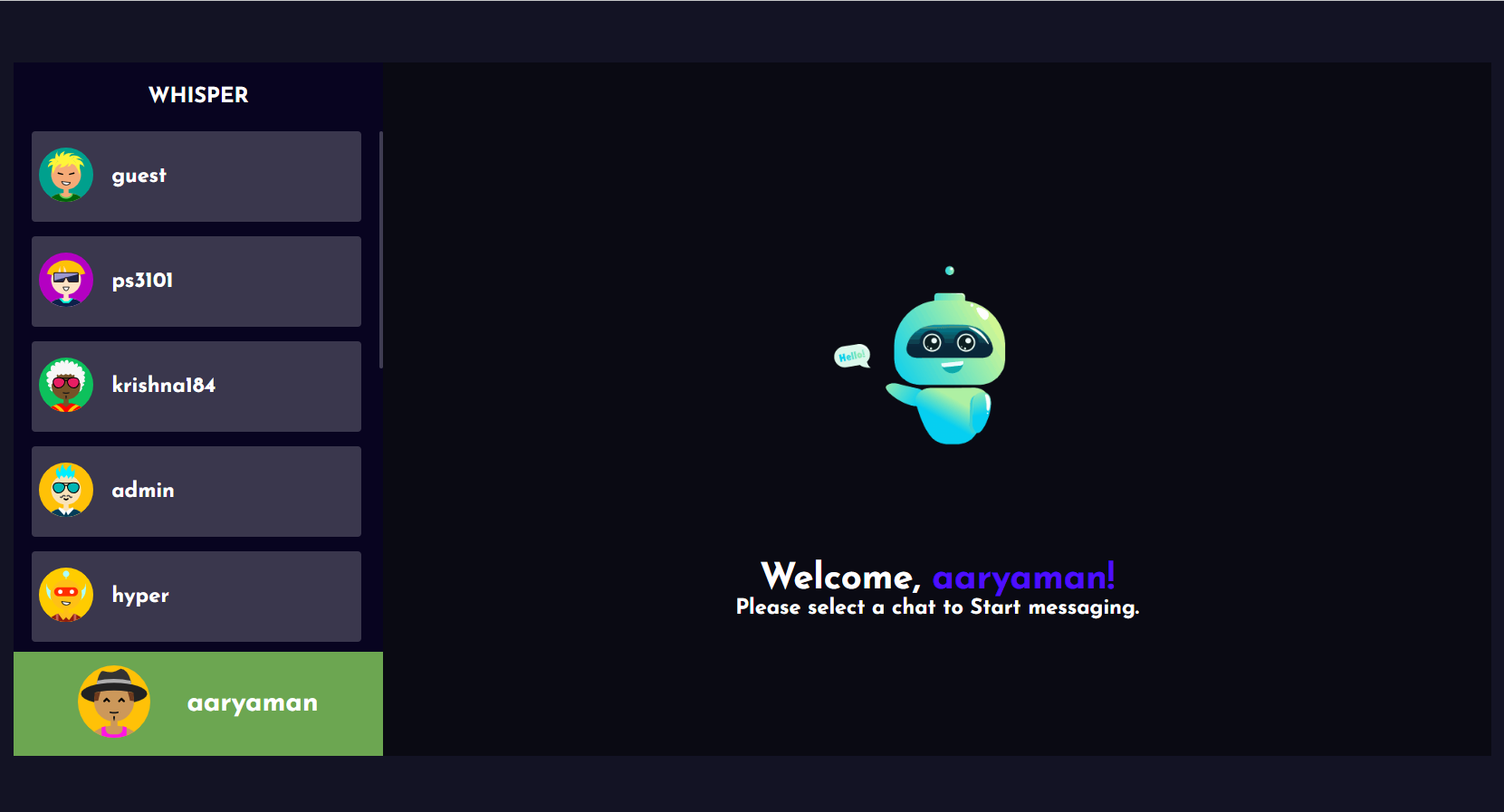 GitHub - SHADOW04985/WHISPER-chat-app: A Simple chatting app