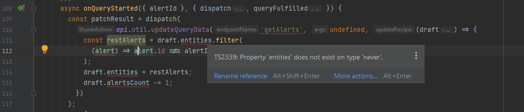 Typescript Cannot Infere Type For `updatequerydata` Function · Issue 3168 · Reduxjs Redux