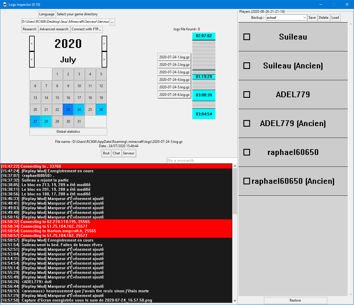 Mc Log Viewer An Application To Sort Your Minecraft Games Minecraft Tools Mapping And