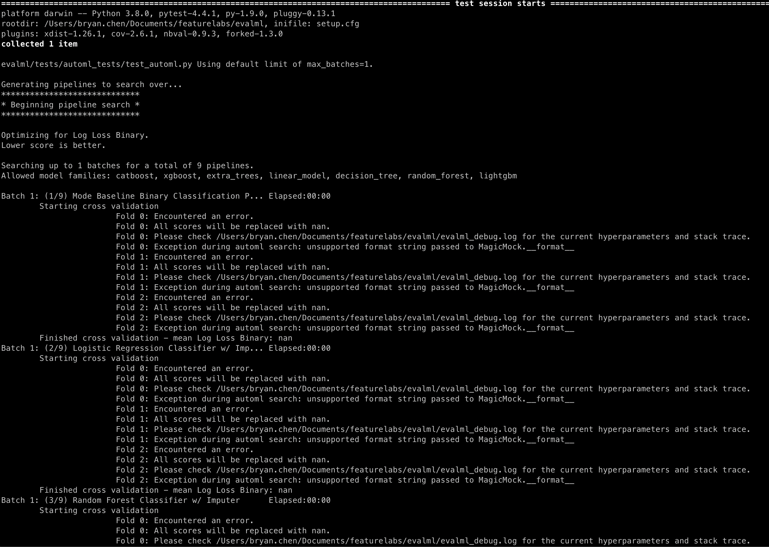 Patching On Automlsearch Tests Failing · Issue 1682 · Alteryx Evalml · Github