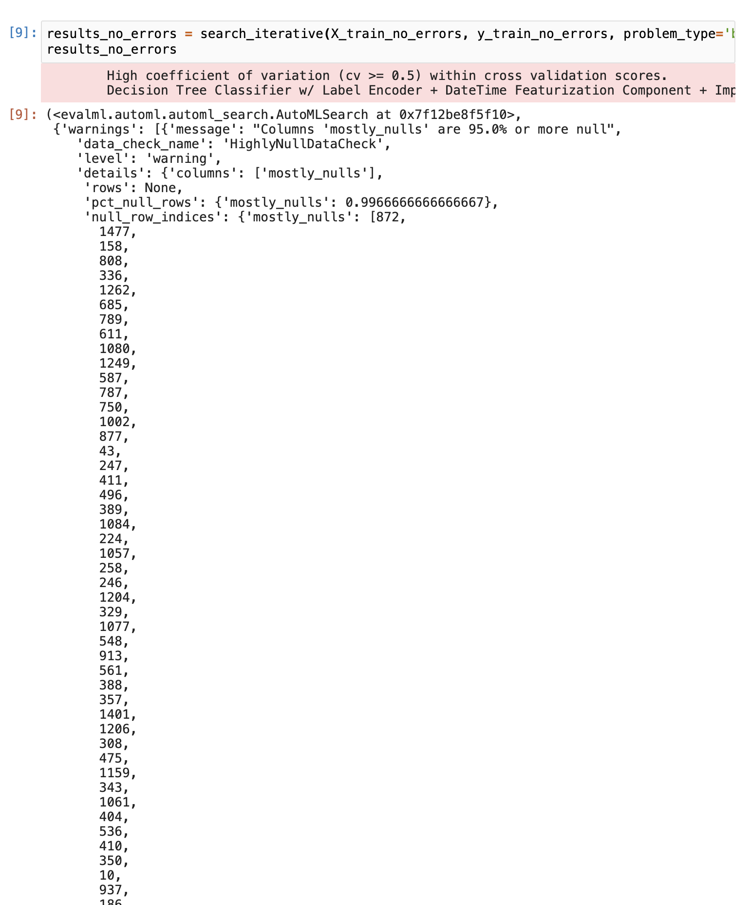 Access Raw Results Output Is Too Long · Issue 3032 · Alteryx Evalml · Github