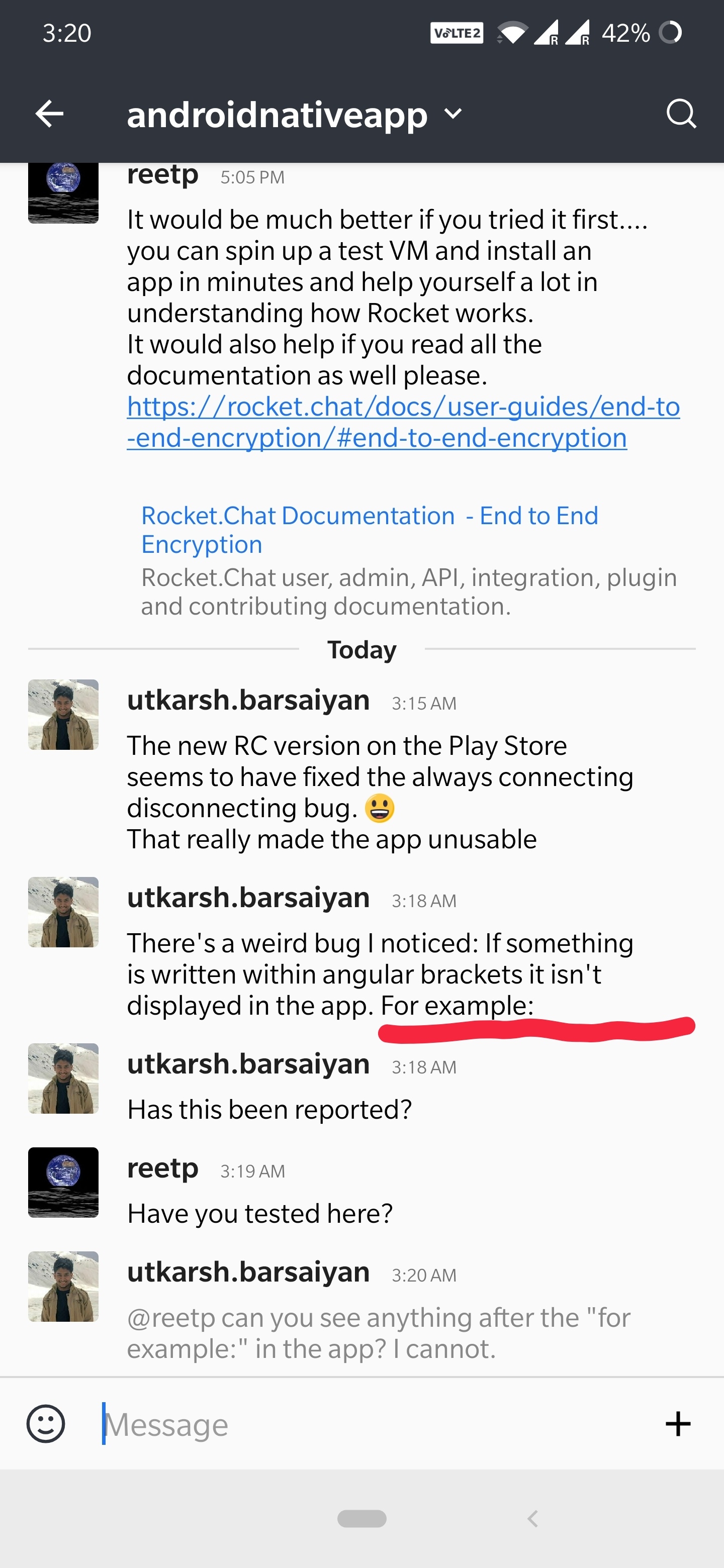 Text inside angular brackets is not displayed · Issue #2402 · RocketChat/Rocket.Chat.Android ...