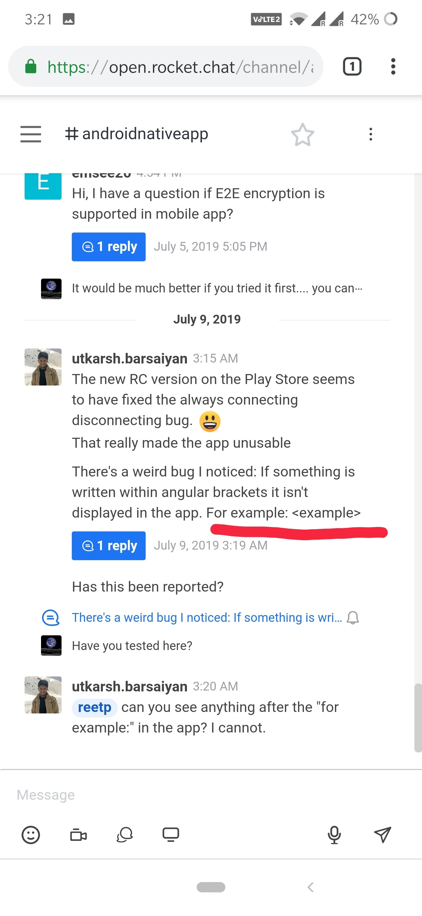 Text inside angular brackets is not displayed · Issue #2402 · RocketChat/Rocket.Chat.Android ...