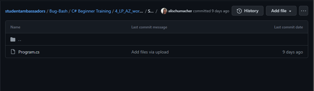 Project setup files missing in the starter folder for Module 6 of Work with variable data in C# ...