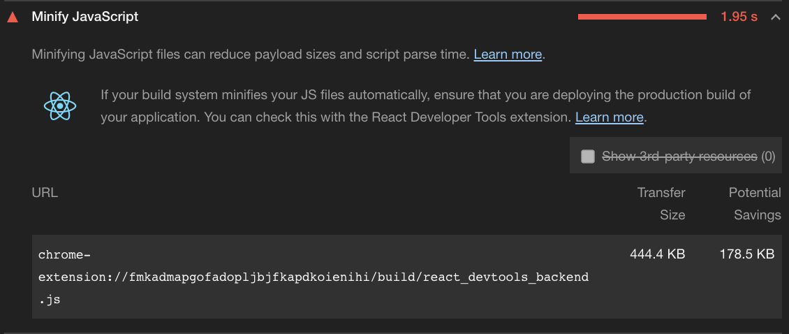 Chrome 84 Lighthouse audit complains on production website with performance issues cos ...
