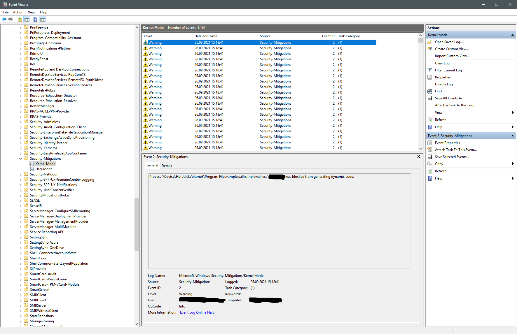 [Low Priority] Simplewall seems to be generating executable code pages when it doesn't need to ...