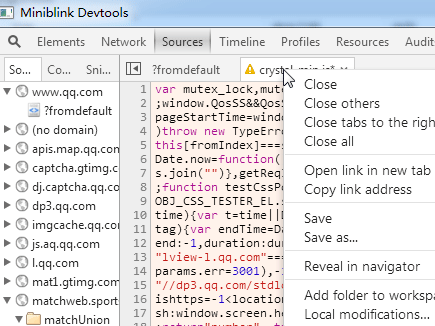 调试器修改页面js后无法保存，看下面动图 · Issue #249 · weolar/miniblink49 · GitHub