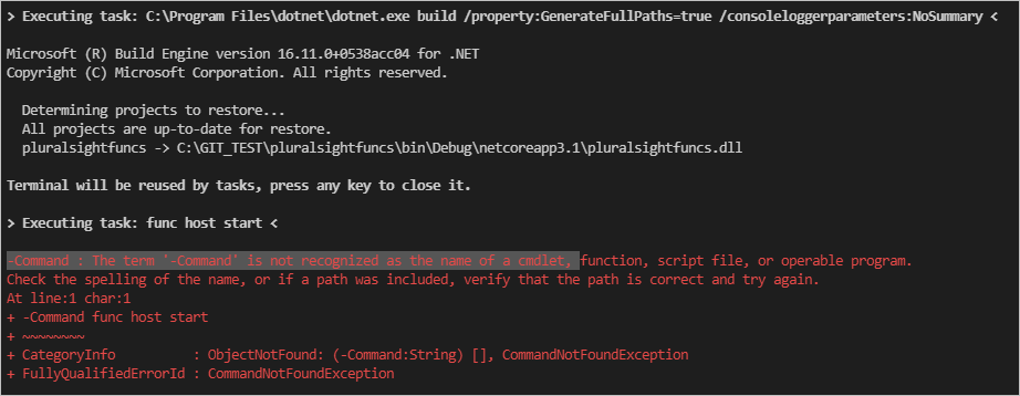 Cannot Debug Azure Functions Executing Task Func Host Start 8375