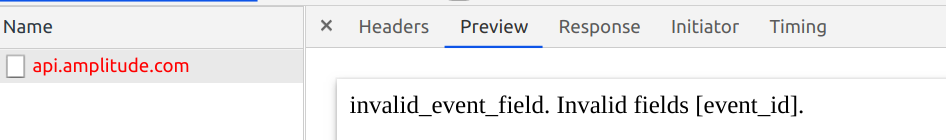 400 error: Invalid fields [event_id] · Issue #347 · amplitude/Amplitude-JavaScript · GitHub