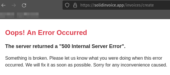 500 error on creating new invoice · Issue #898 · SolidInvoice/SolidInvoice · GitHub