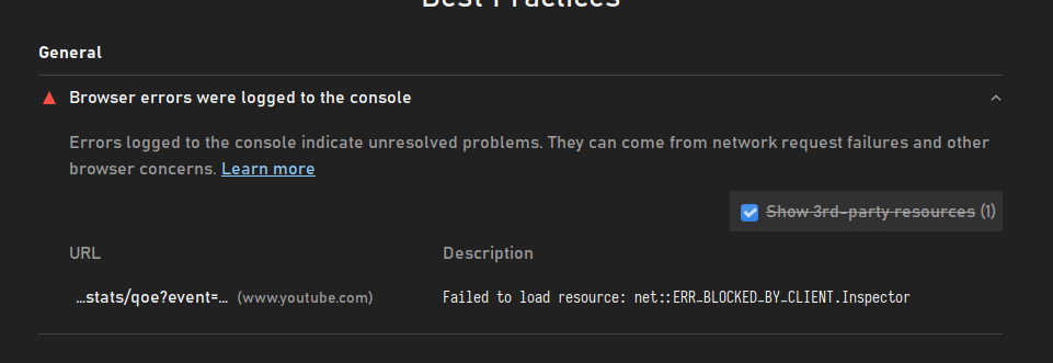 PSI: "Browser errors were logged to console" due to Inspector-blocked resource · Issue #10198 ...