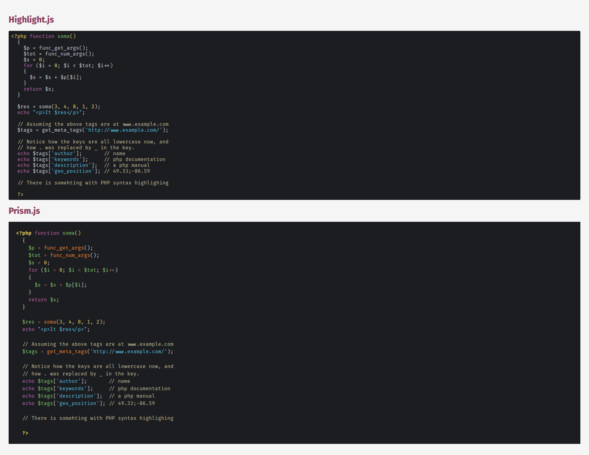 [PHP] Problem with variables · Issue #1605 · highlightjs/highlight.js · GitHub