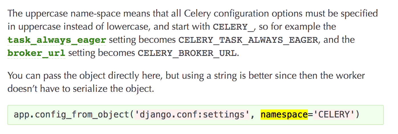 CELERYBEAT_SCHEDULE doesn't work when explicitly set namespace ...