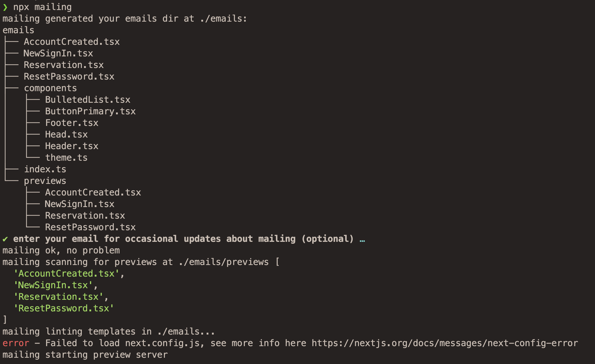 Failed to load next.config.js · Issue #318 · sofn-xyz/mailing · GitHub