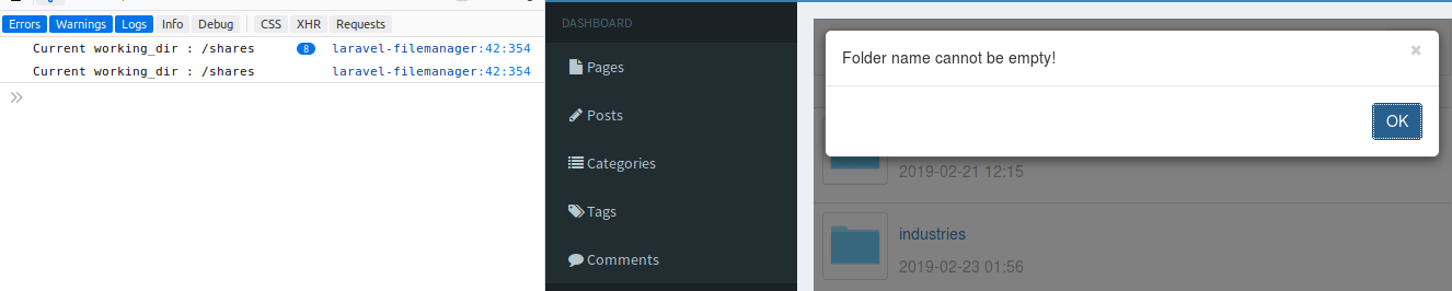 can't create folder on hosting server, but it can on localhost · Issue #764 · UniSharp/laravel ...