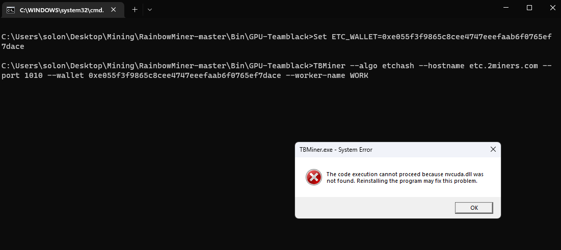 TeamBlackMiner Crashing · Issue #2253 · RainbowMiner/RainbowMiner · GitHub