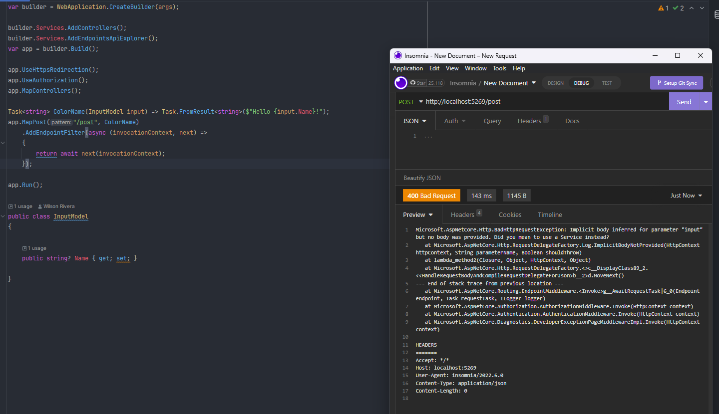 Sending A Request With Empty Body To An Endpoint With A Filter Returns The `task` Result On The