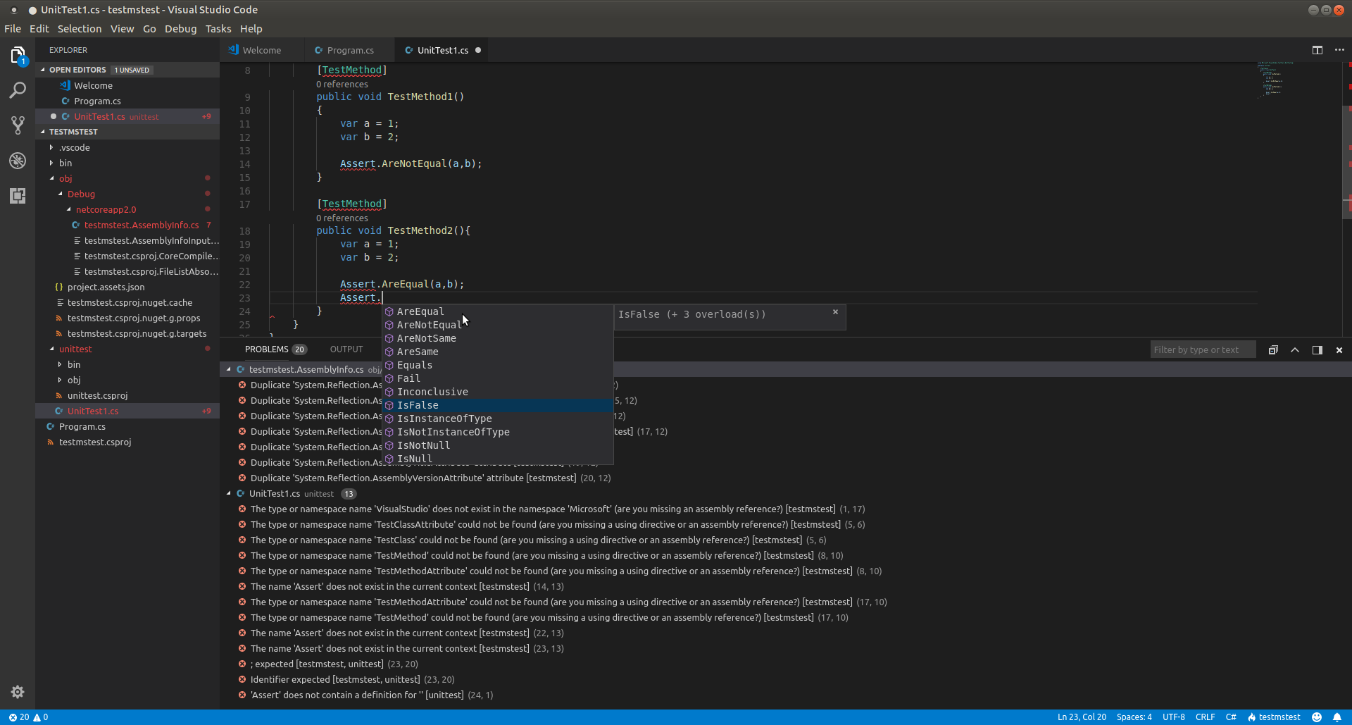 Mstest Unittest File Has Error Marks On Testclass And Method · Issue