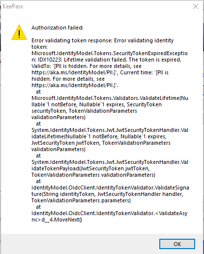 Authorization Failed: Error Validating token reponse... Lifetime validation failed (Google Drive ...