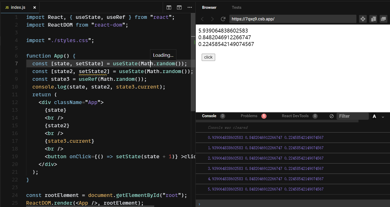 Bug: extra render with the same value for useState and onClick only for React-DOM · Issue #22940 ...