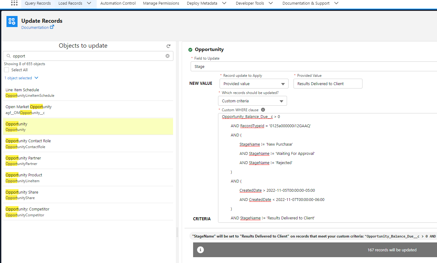 Add Ability from Query Records to pass WHERE Clause to Update Record With No File · Issue #199 ...