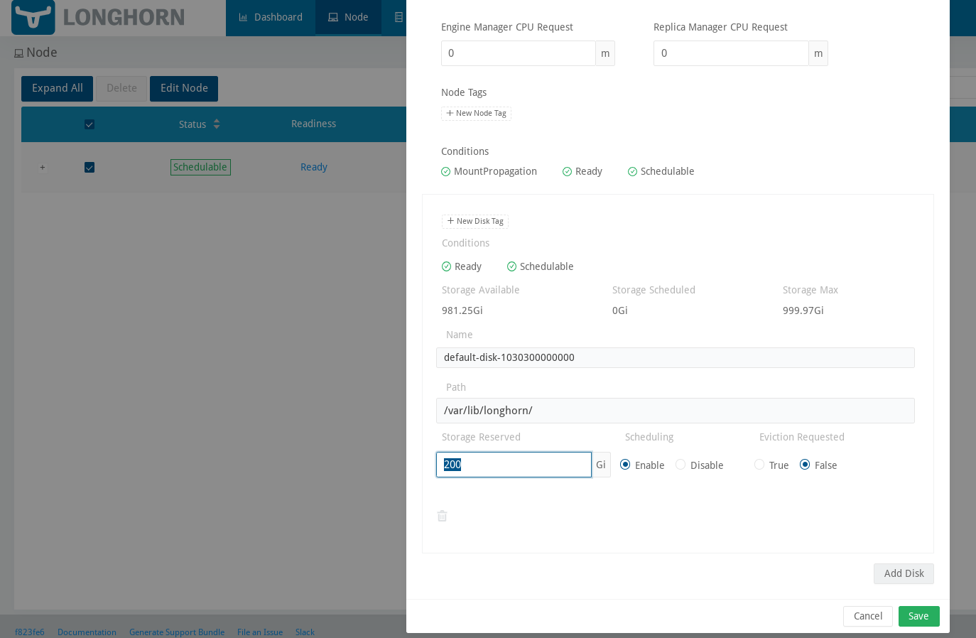 Configuring the default reserved storage for disks · longhorn longhorn · Discussion #4667 · GitHub