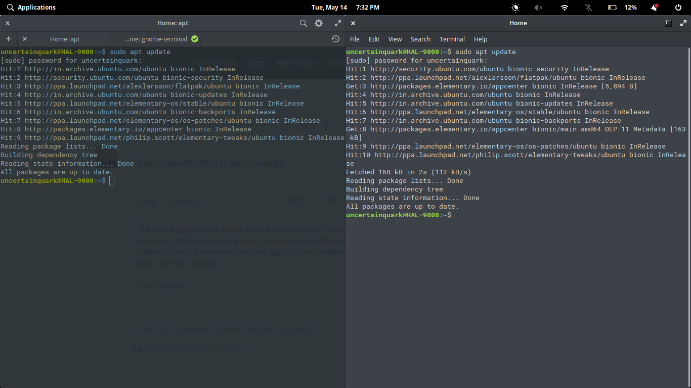 Dark style is low constrast · Issue #373 · elementary/terminal · GitHub