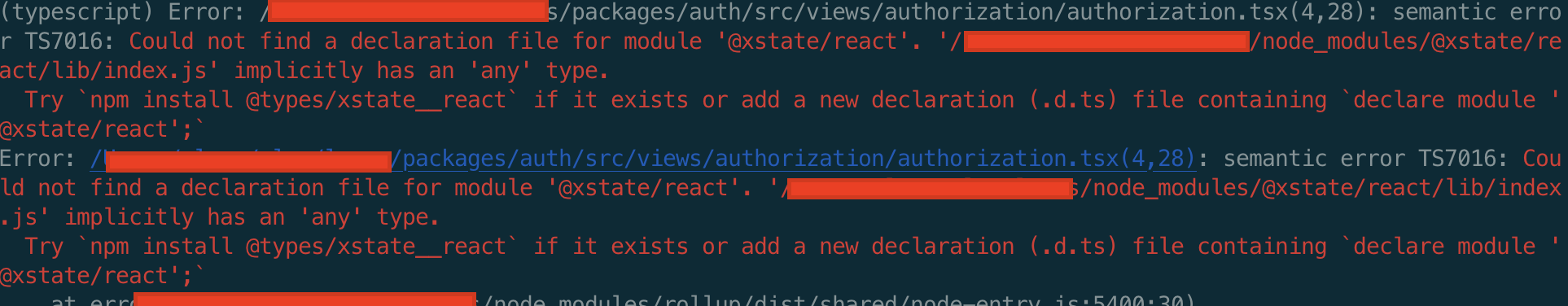 Bug: Could not find a declaration file for module '@xstate/react' · Issue #2998 · statelyai ...