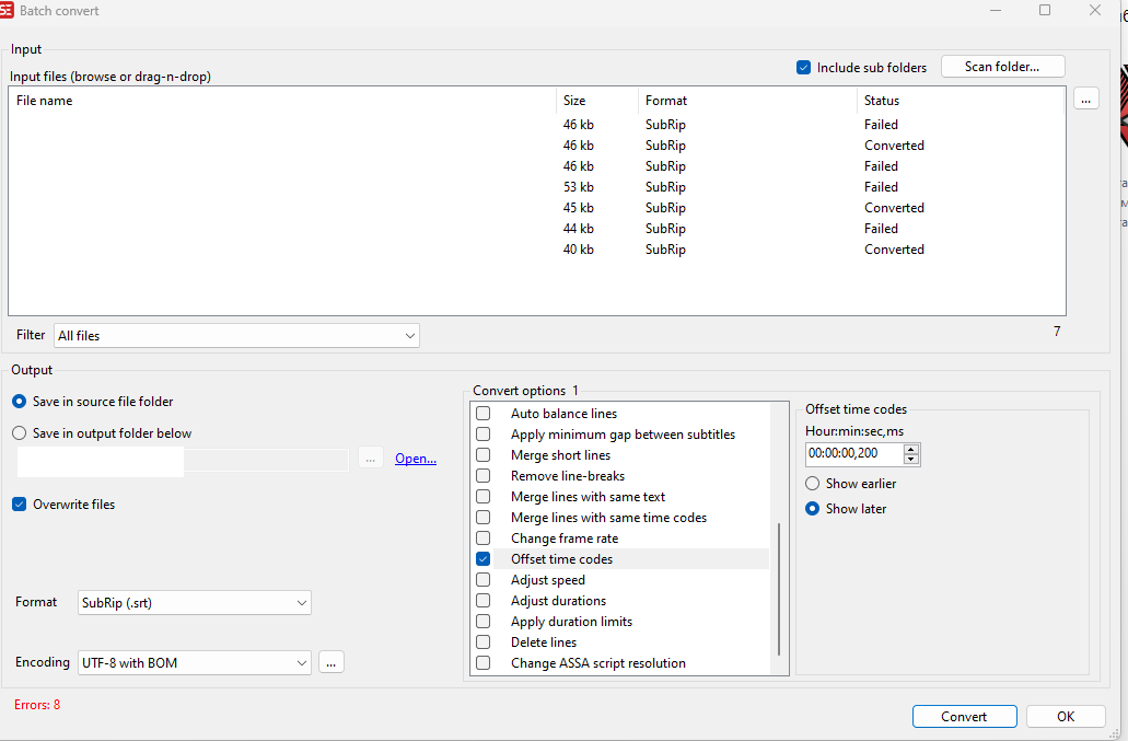 Damaged batch convert for last verion · Issue #6683 · SubtitleEdit/subtitleedit · GitHub