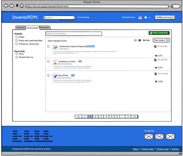 Dashboard: communities tab · Issue #1180 · inveniosoftware/invenio-app-rdm · GitHub