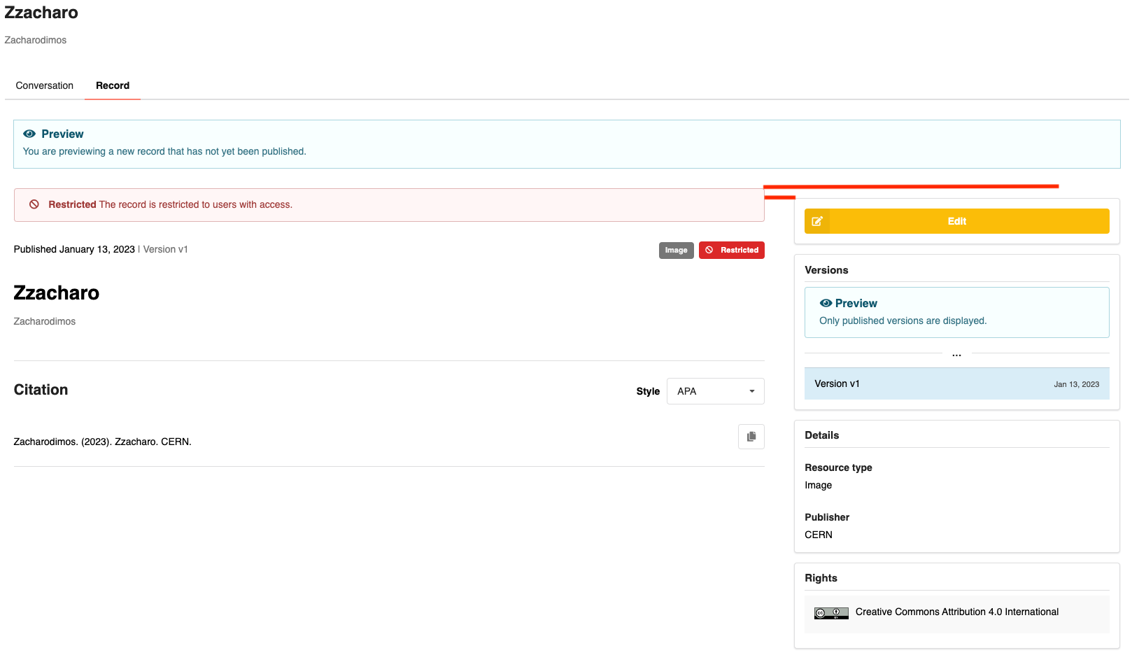 request: misalignment when previewing a restricted record · Issue #2012 · inveniosoftware ...