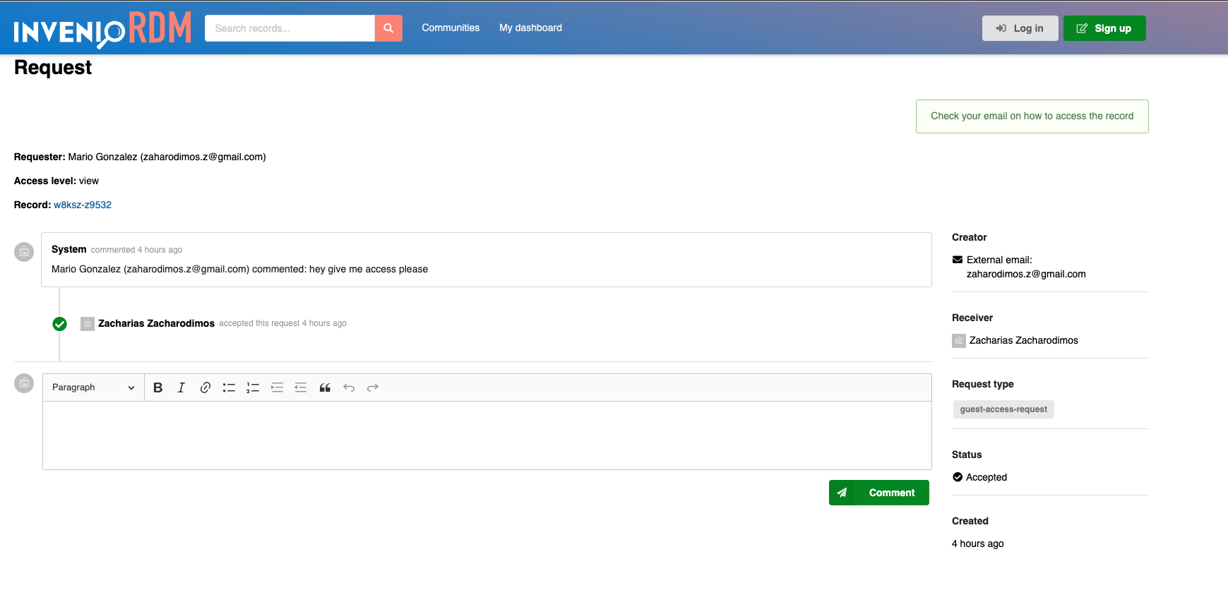 restyle guest access request details page · Issue #2302 · inveniosoftware/invenio-app-rdm · GitHub