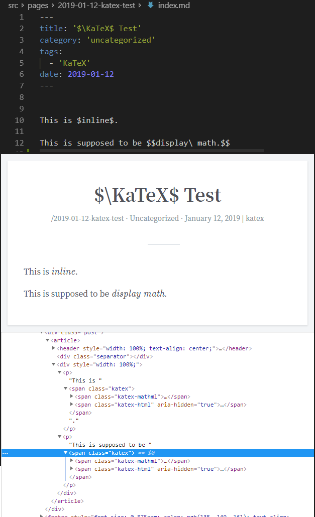 Display Mode Of Gatsby Remark Katexmathjax Rendered To Inline Math · Issue 11019 · Gatsbyjs