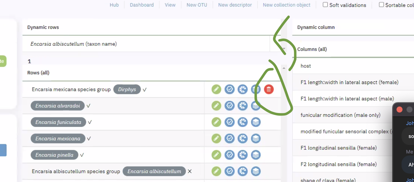Task - Edit observation matrix - dynamic rows/columns are not ...