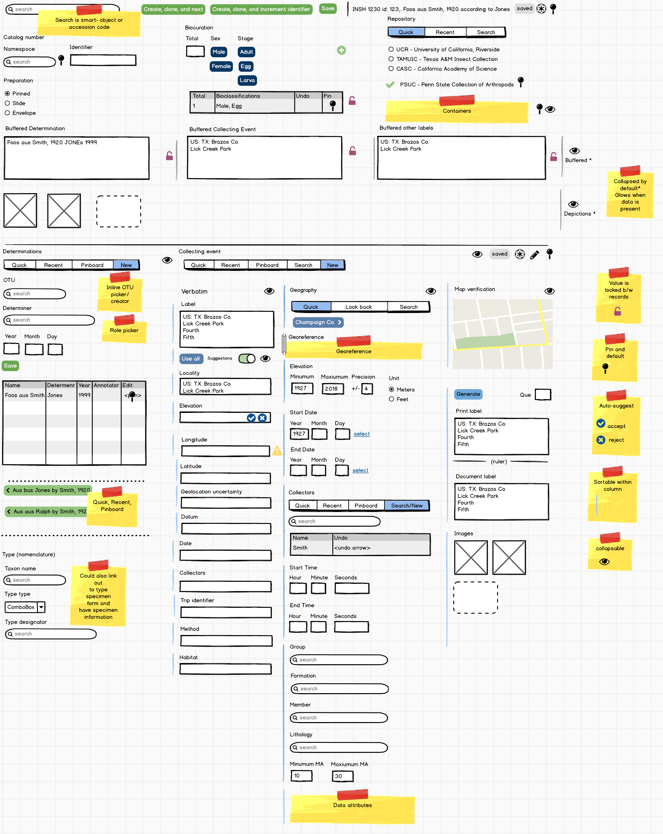 Task - "All in one" specimen digitization form · Issue #337 · SpeciesFileGroup/taxonworks · GitHub