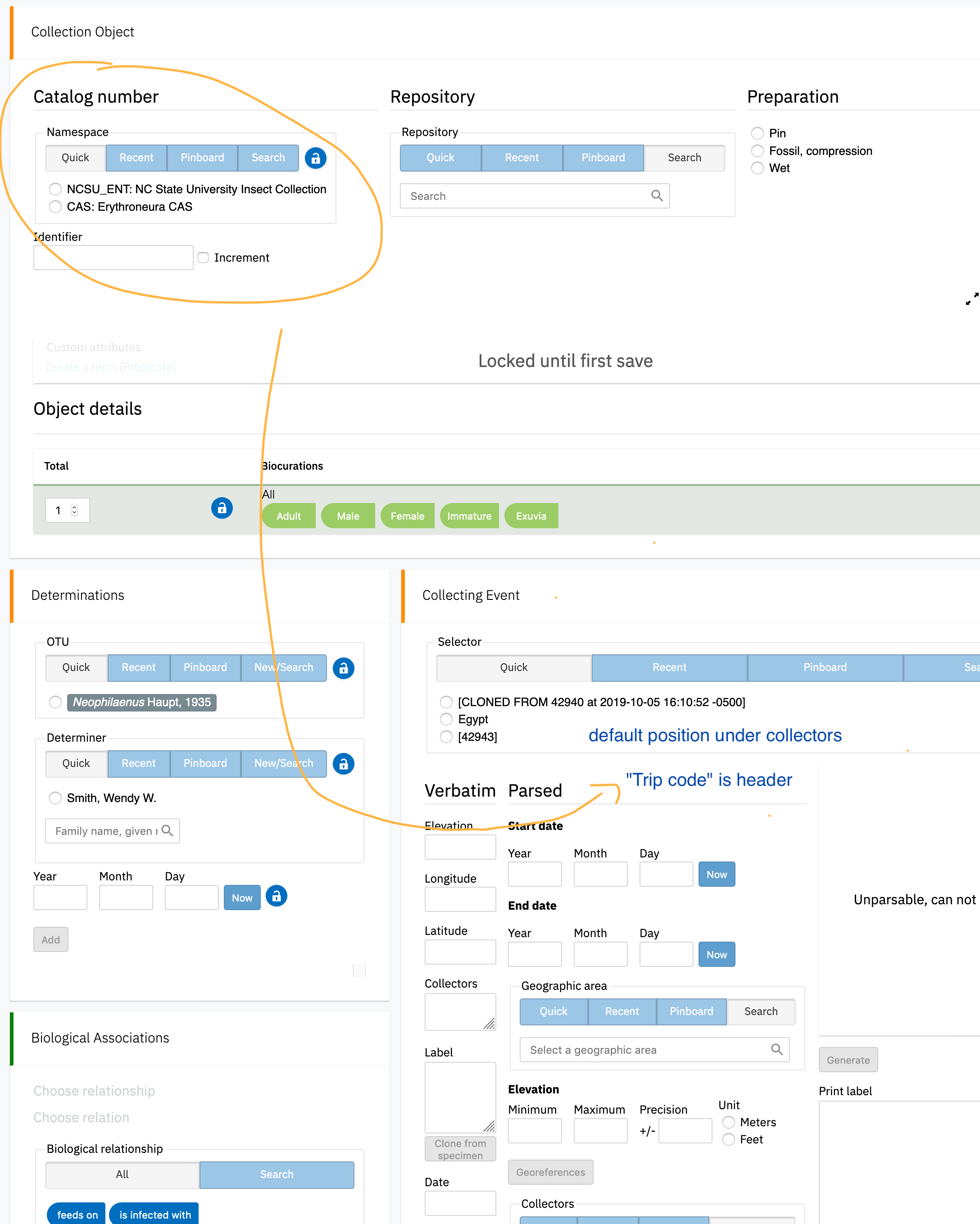 Task - Comprehensive digitization - add "Trip code" section to collecting event · Issue #1108 ...