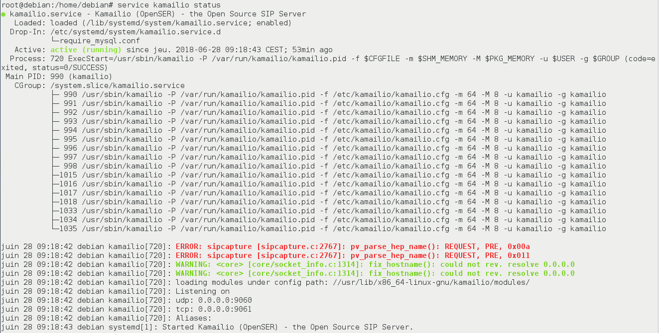 Getting error on kamailio service status · Issue #303 · sipcapture/homer · GitHub