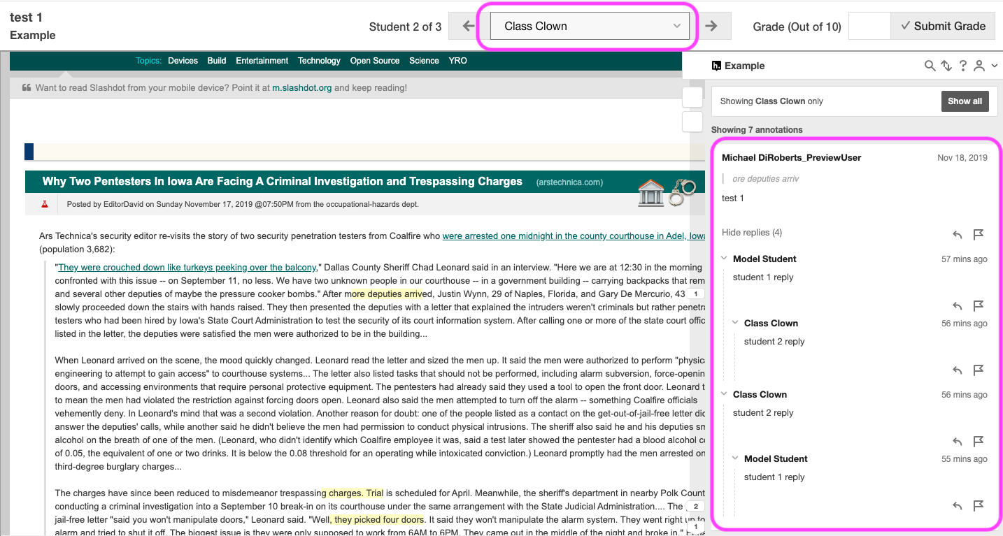 LMS grader - clicking "View n more in conversation" keeps that thread ...
