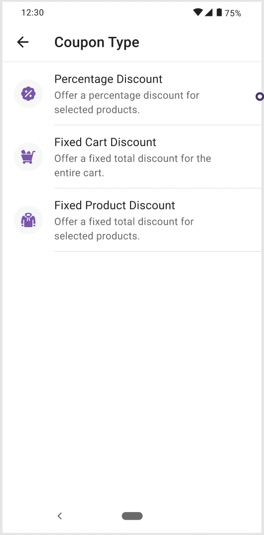 [Coupons] Add option to select a coupon type (when creating a coupon ...