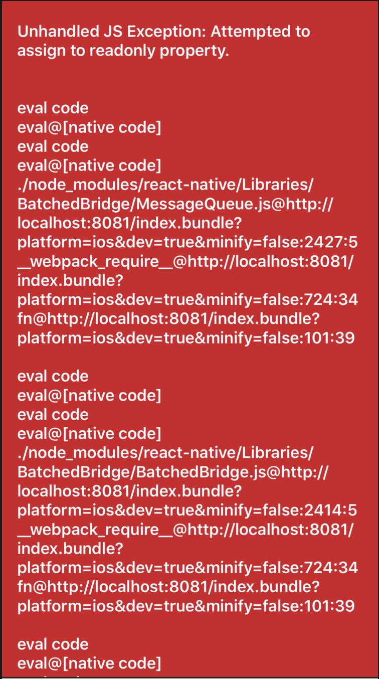 HMR on Android: "TypeError: Attempting to change value of readonly property" · Issue #368 ...