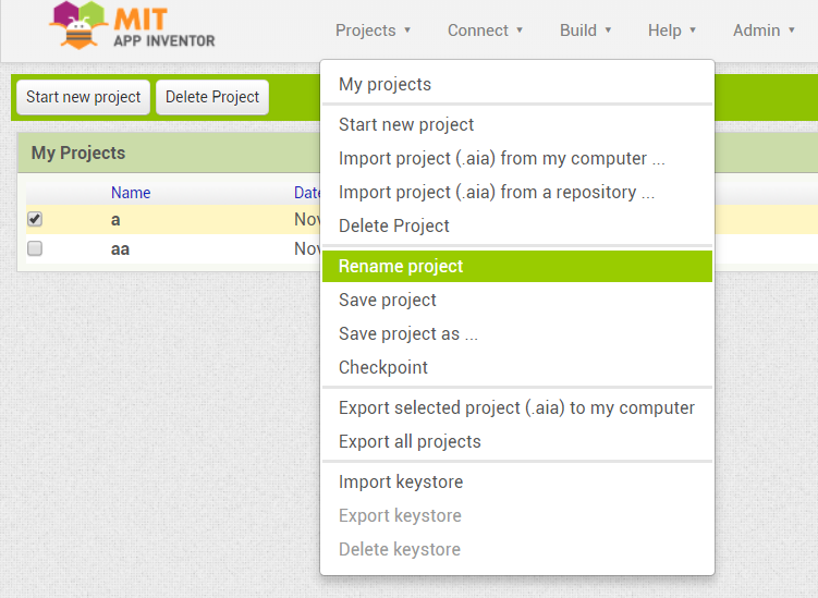 Rename Project added in "Projects" menu by ColinTree · Pull Request ...