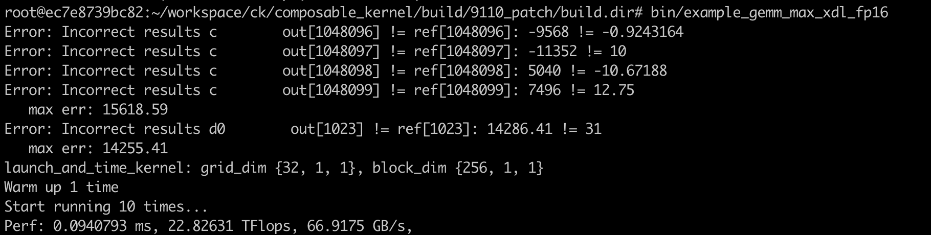 random failure of example_gemm_max_xdl_fp16 on gfx908 (but pass on gfx90a) · Issue #358 · ROCm ...