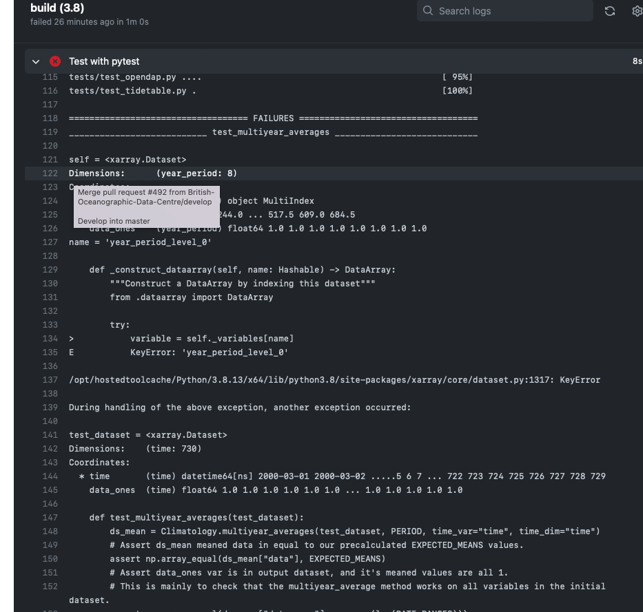 Git Actions fail on develop · Issue #513 · British-Oceanographic-Data-Centre/COAsT · GitHub