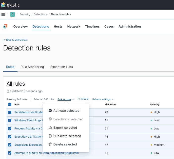 [Security Solution] Export of detection rules not working reliably ...