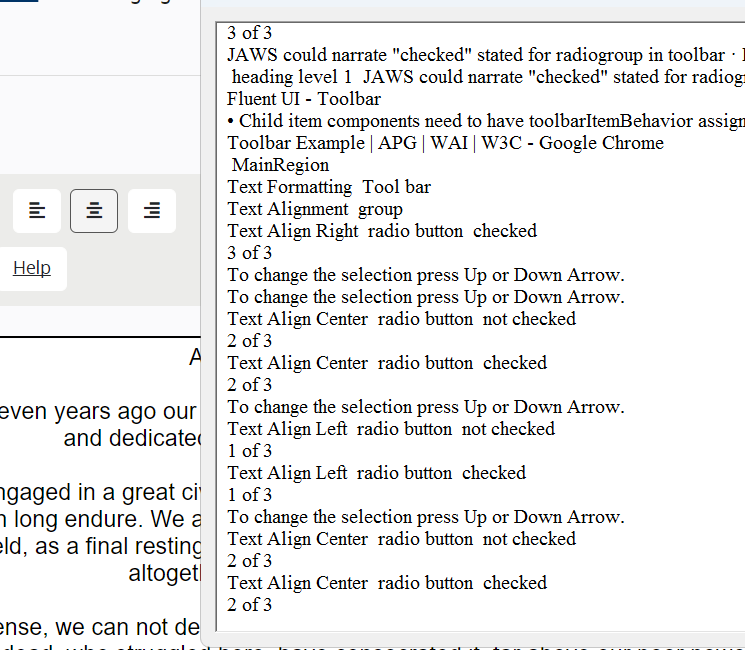 JAWS could narrate "checked" stated for radiogroup in toolbar · Issue ...