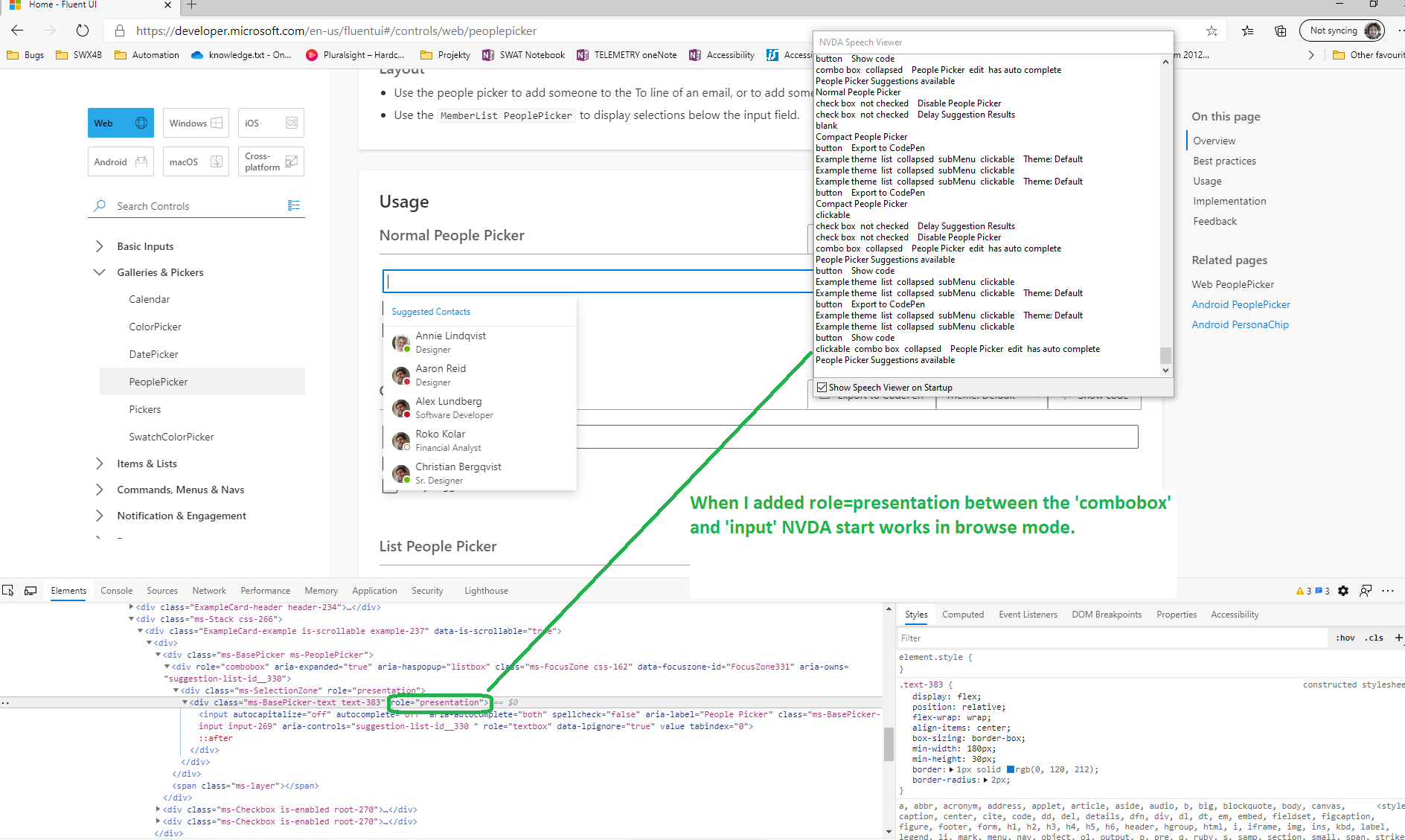 [Screen Reader - PeoplePicker - NormalPeoplePicker]: NVDA Focus is not moving to the input field ...