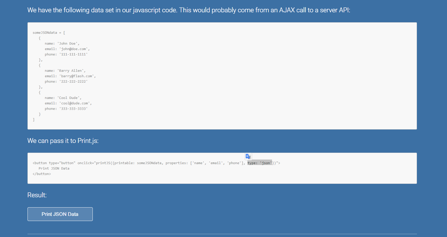 [TypeScript] not allow parameter JSON in printable · Issue #174 · crabbly/Print.js · GitHub