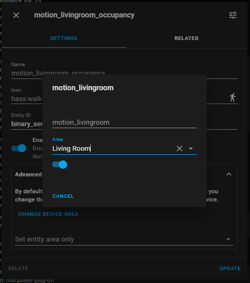 No Update Button When Editing Device Area From One Of Its Entities · Issue 10401 · Home 